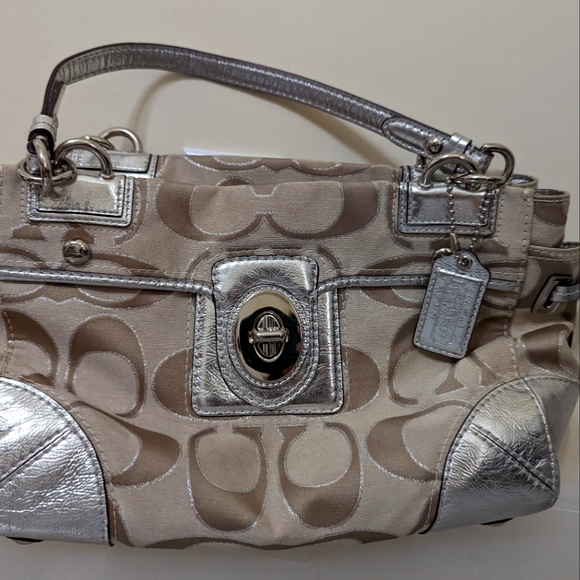 Coach | Bags | Coach Metallic Sateen Signature Purse | Poshmark